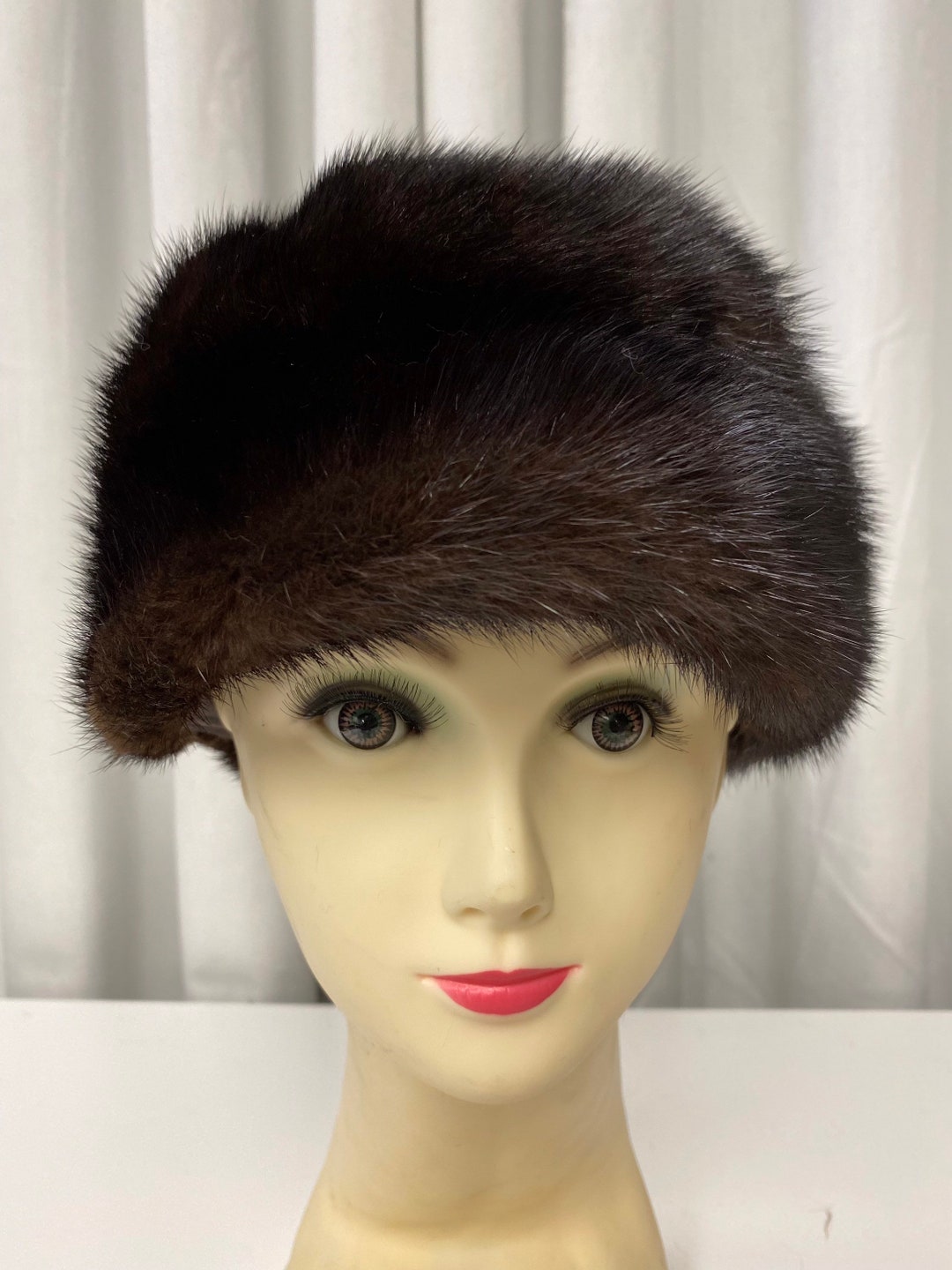 Vintage Hat in Black Mink and Ocelotvintage Real Fur Hatwomen's Mink ...
