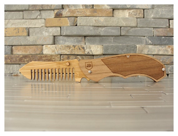 Tactical Knife Folding Beard Comb Wood and Bamboo | Etsy