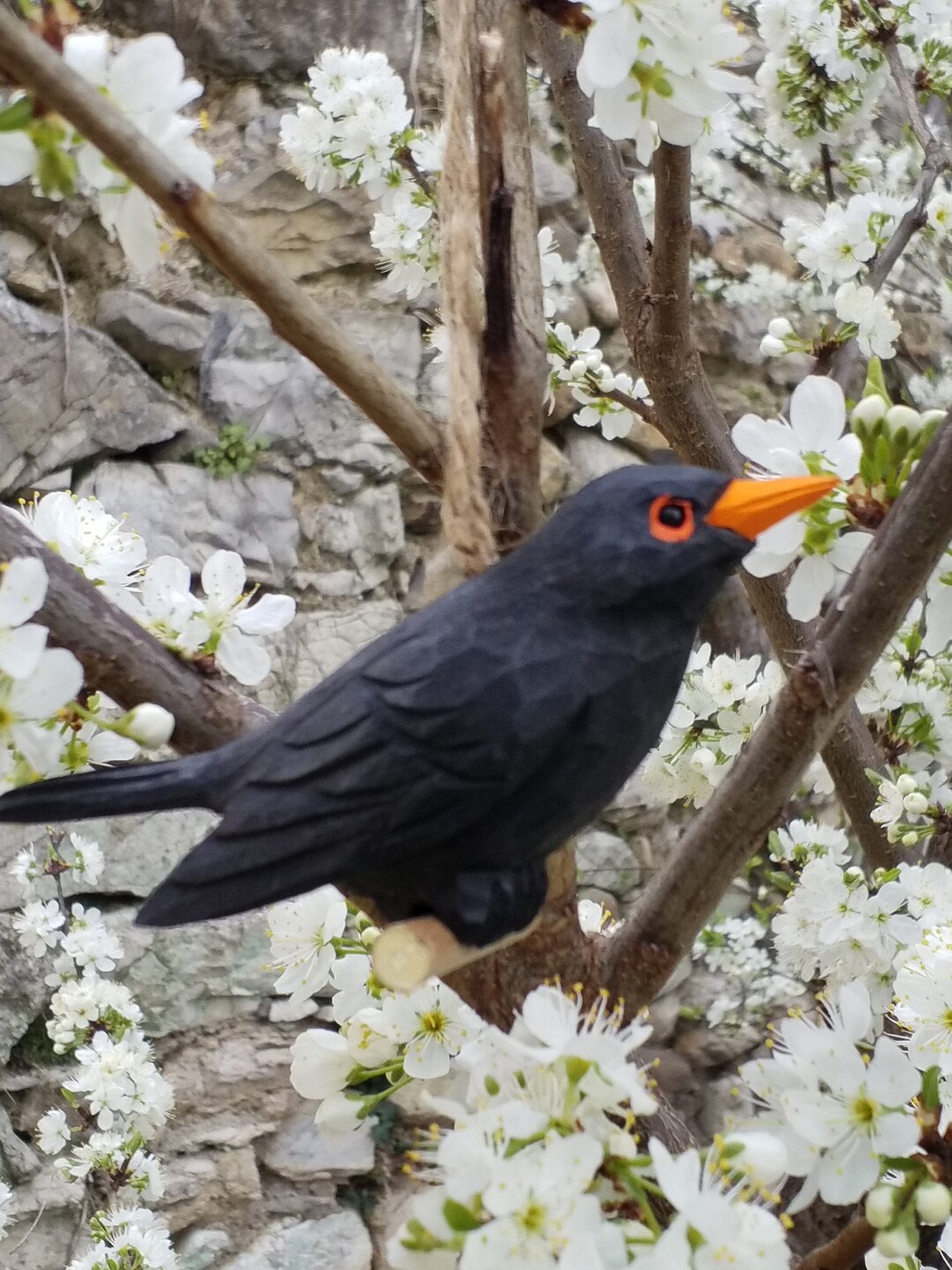Hanging Wood Bird, Blackbird - Etsy