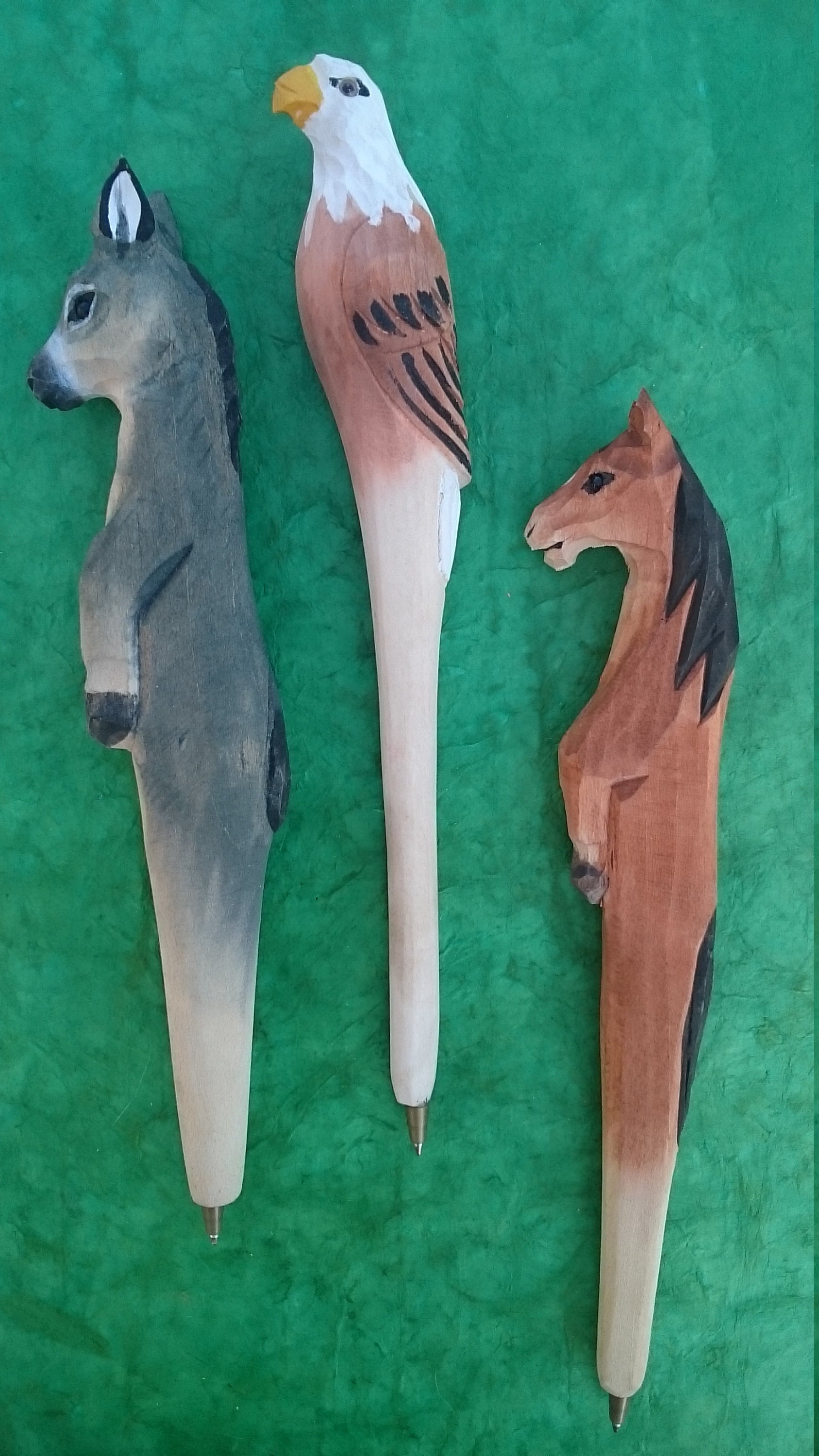 Wood Linden Pen, Carved Pen, Animal Head, Eagle, Donkey, Horse ...