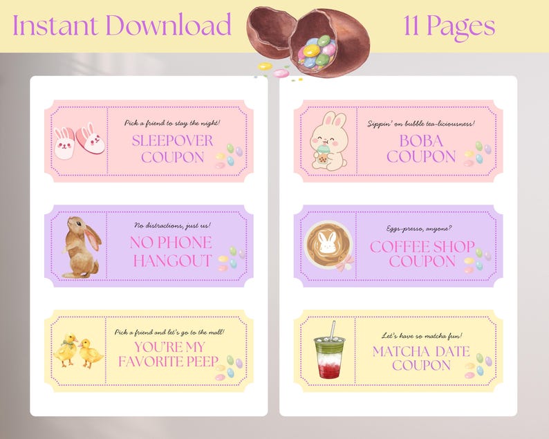Easter Coupon Book • Printable Easter Coupon Book for Kids, Tweens, and ...