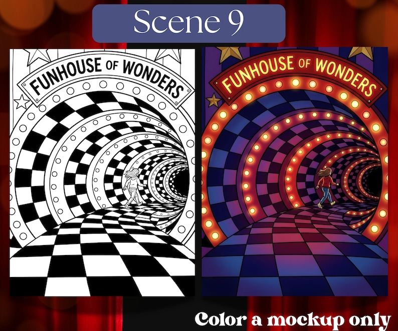 Carnival Funhouse Coloring Pages | Whimsical Circus Printable Coloring ...