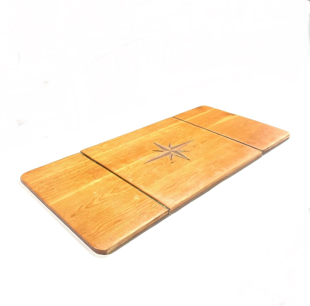Cherry Folding Boat Table With Walnut and Ash Compass Rose Inlay - Etsy