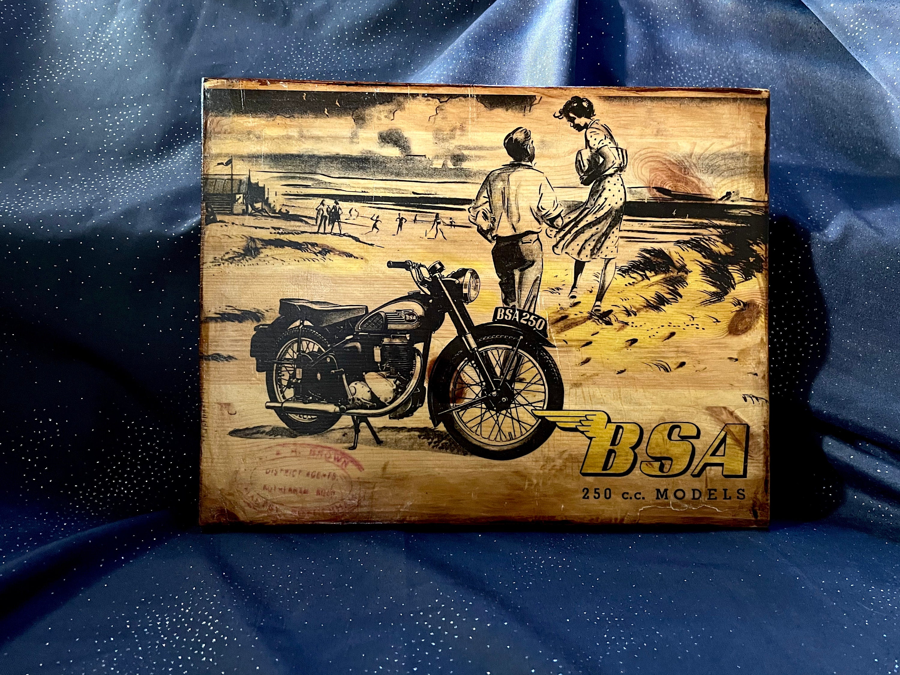 Vintage BSA Motorcycle Wooden Picture - Etsy
