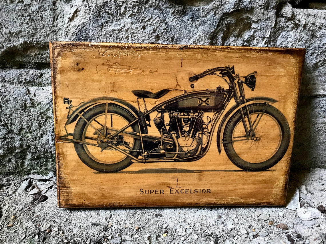 Vintage Excelsior Super X Motorcycle Home Decor Wall Decor Wooden ...