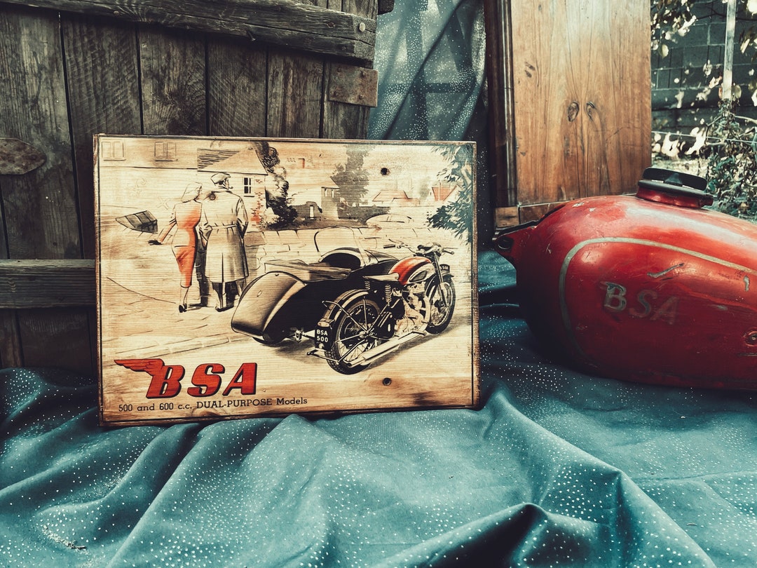 Vintage BSA Motorcycle Wooden Picture - Etsy