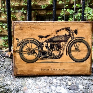 Vintage Excelsior Super X Motorcycle Home Decor Wall Decor Wooden ...