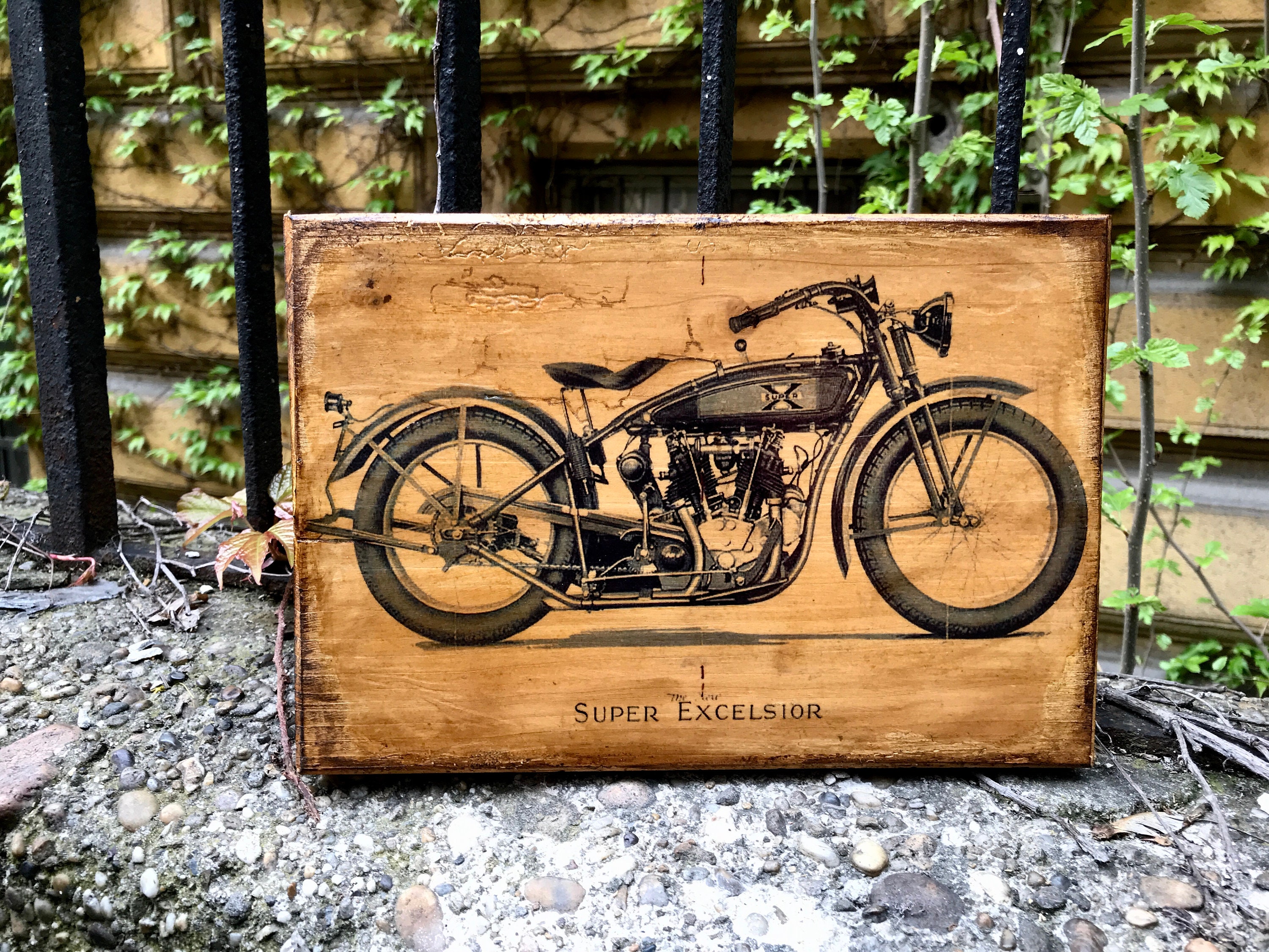 Vintage Excelsior Super X Motorcycle Home Decor Wall Decor Wooden ...