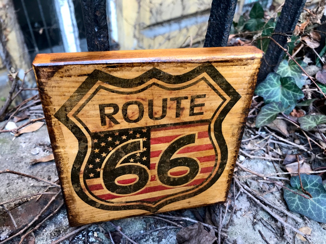 Route 66 Vintage Wooden Picture Wall Decor | Etsy