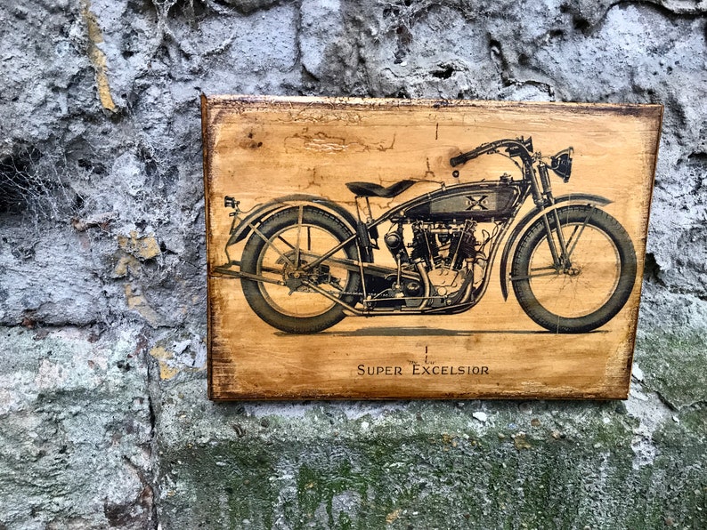 Vintage Excelsior Super X Motorcycle Home Decor Wall Decor Wooden ...