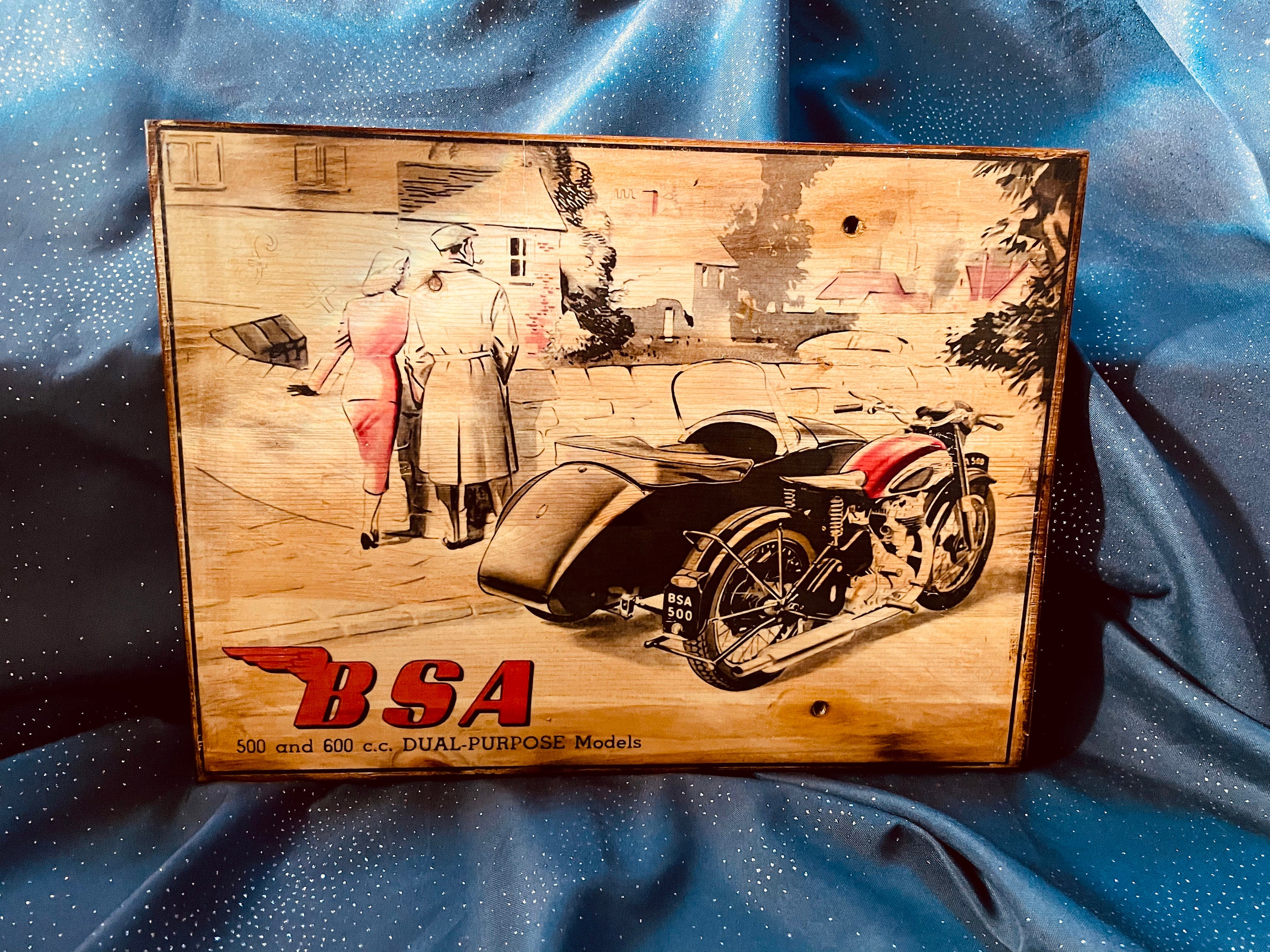 Vintage BSA Motorcycle Wooden Picture - Etsy