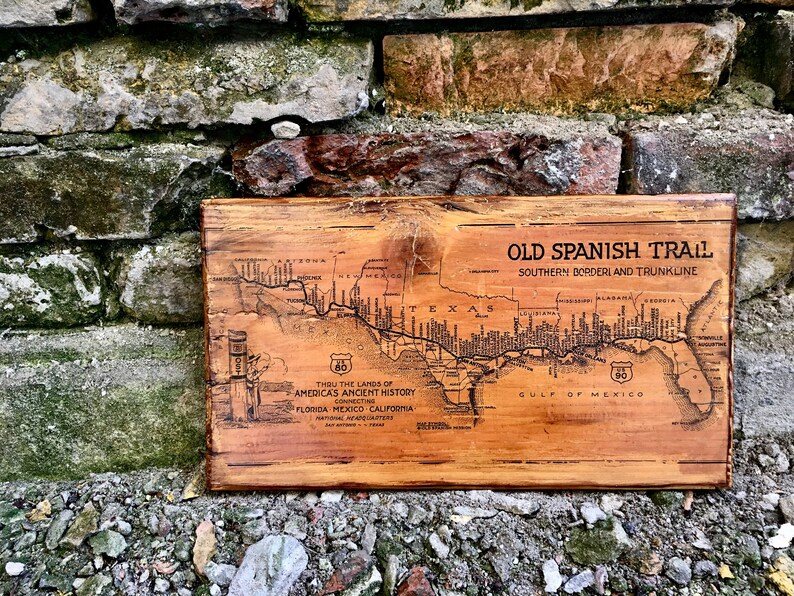 Old Spanish Trail Vintage Rout Sign Wooden Picture Home Decor | Etsy