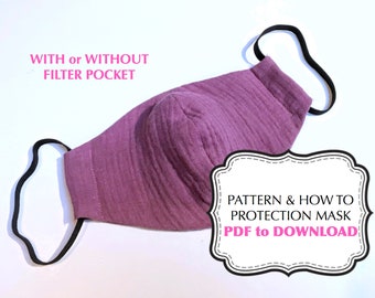 Darted Face Mask With Filter Pocket Pattern Downloadable - Etsy