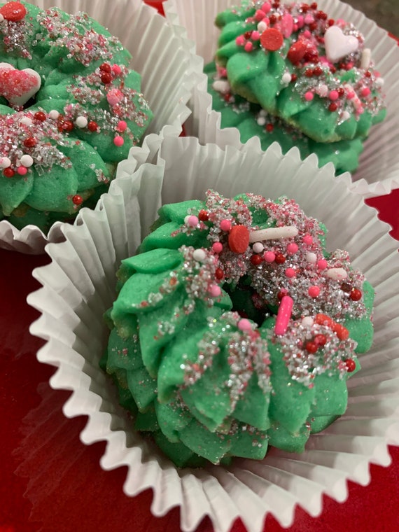 Almond Spritz German Butter Cookies Sweetheart WREATHS Great | Etsy