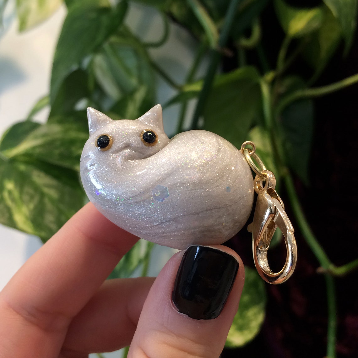 Blobby Cats Amuleto de gato de arcilla de polímero de perla | Etsy