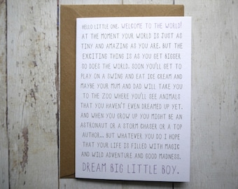 New Baby Card // Cute New Baby Girl Card // Letter to Baby // Baby ...