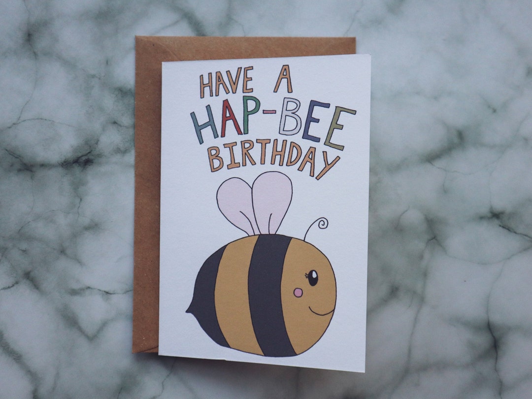 Bee Birthday Card // Kid's Happy Birthday Card - Etsy