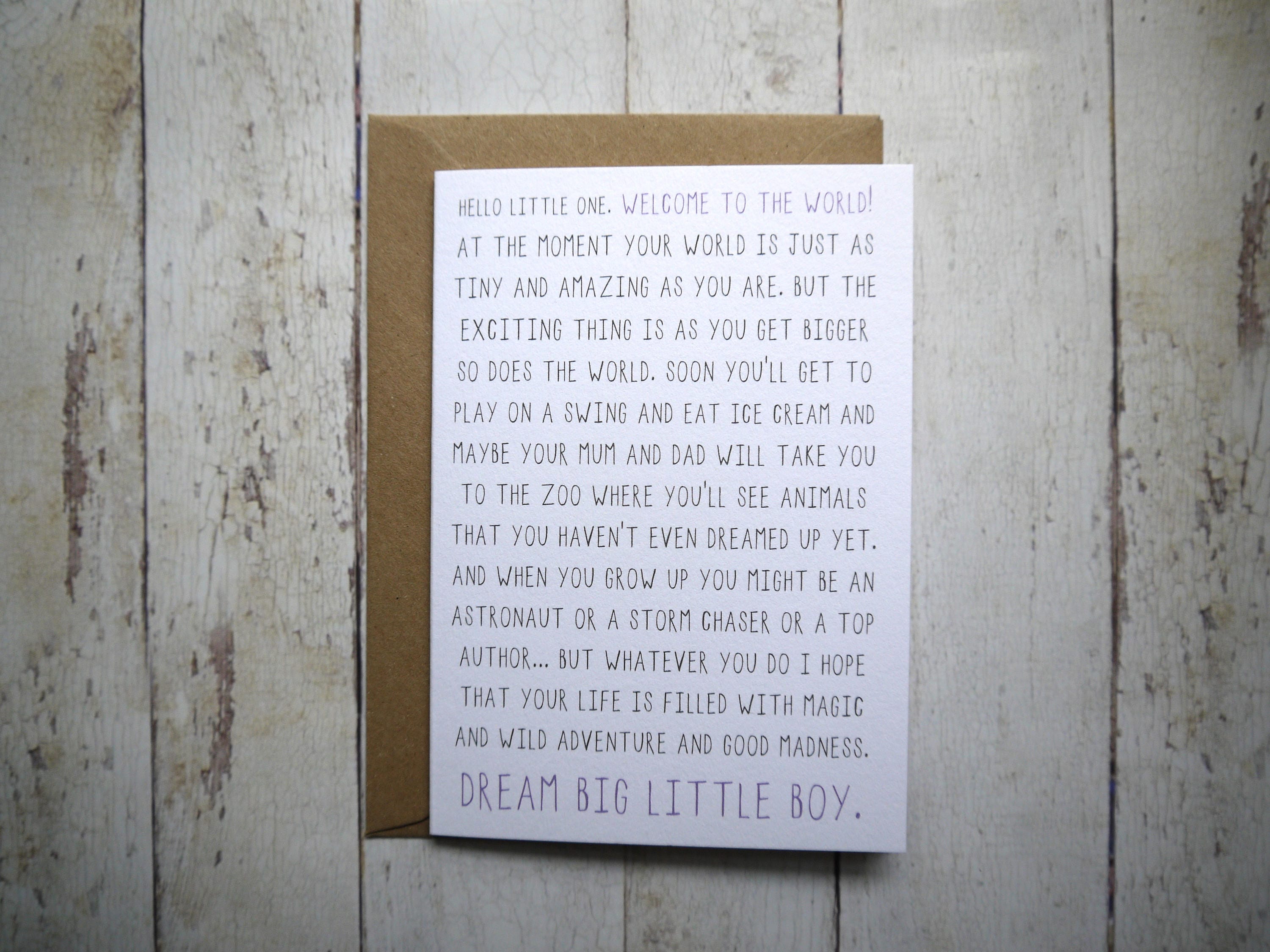 New Baby Card // Cute New Baby Boy Card // Letter to Baby // - Etsy UK