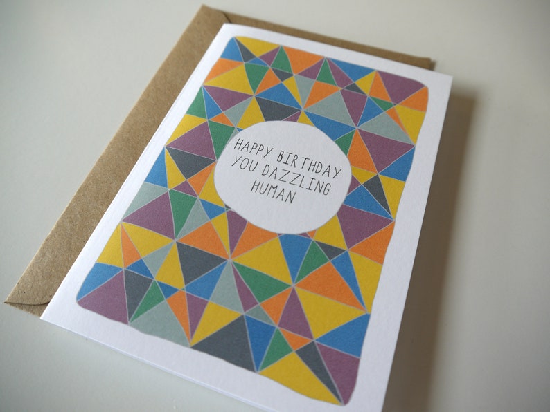 Funny birthday card Happy birthday you dazzling human | Etsy