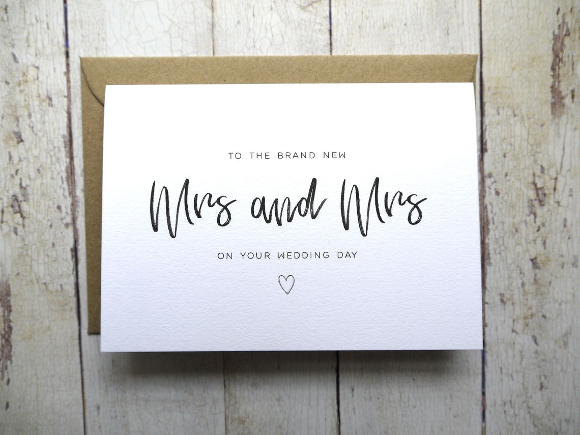 Mrs and Mrs Wedding Day card // Congratulations on your | Etsy