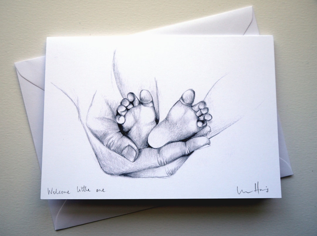 Handmade New Baby Card // Pencil Drawing // New Baby // Baby Boy ...