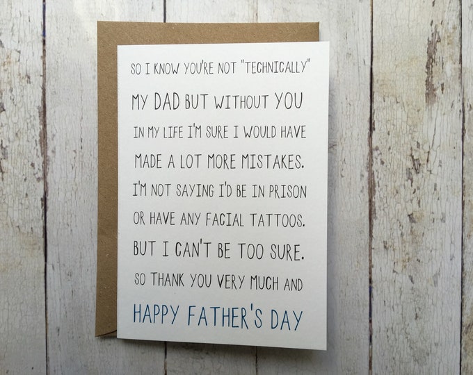 Step Dad Father's Day Card // Father Figure Card // Funny Step Dad Card ...