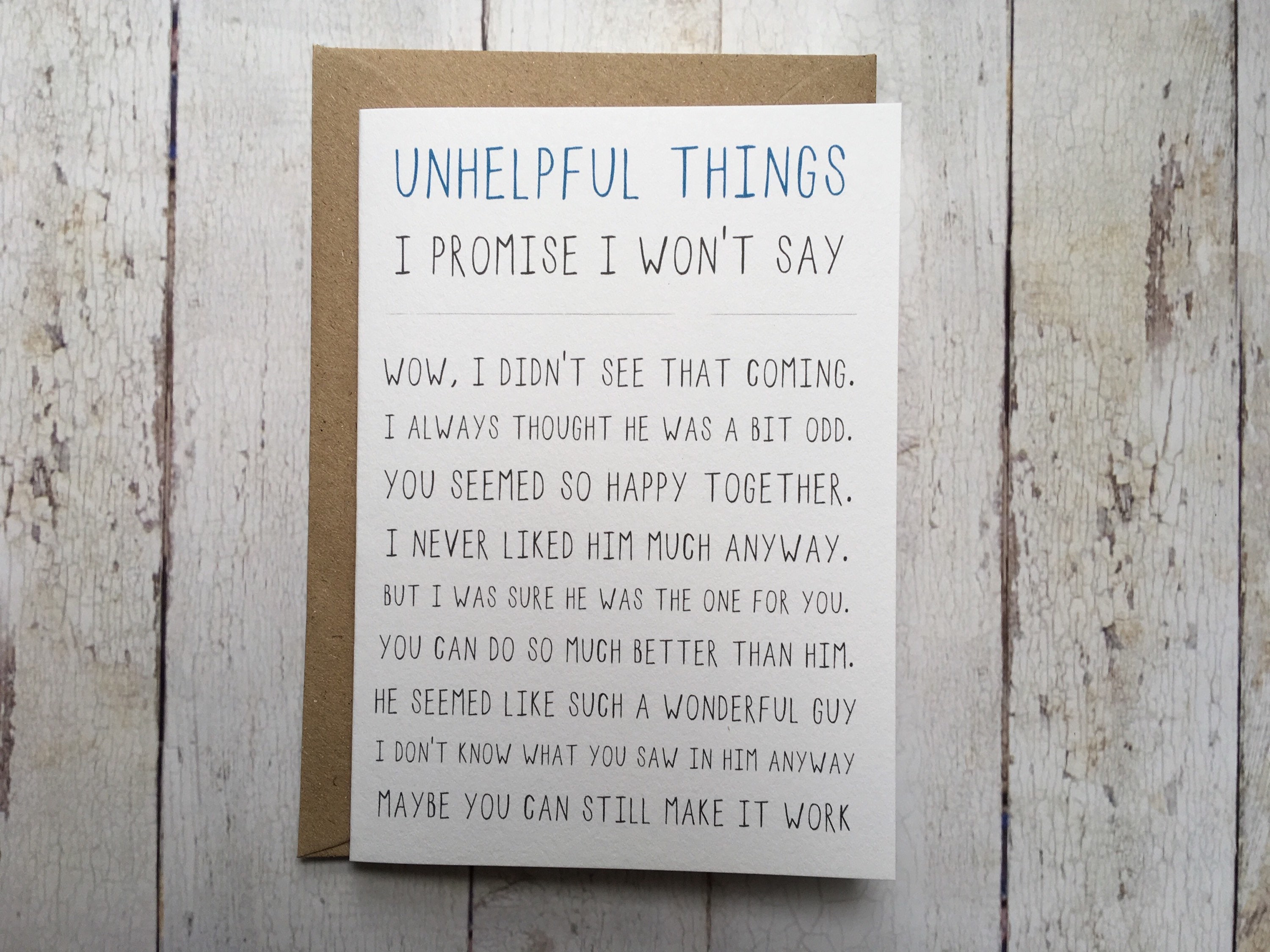 Break-up Card / Funny Break up Card / Divorce Card / Funny - Etsy UK