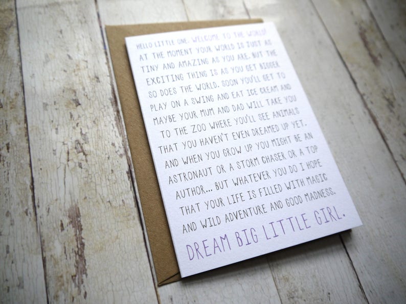 New Baby Card // Cute New Baby Girl Card // Letter to Baby // - Etsy UK