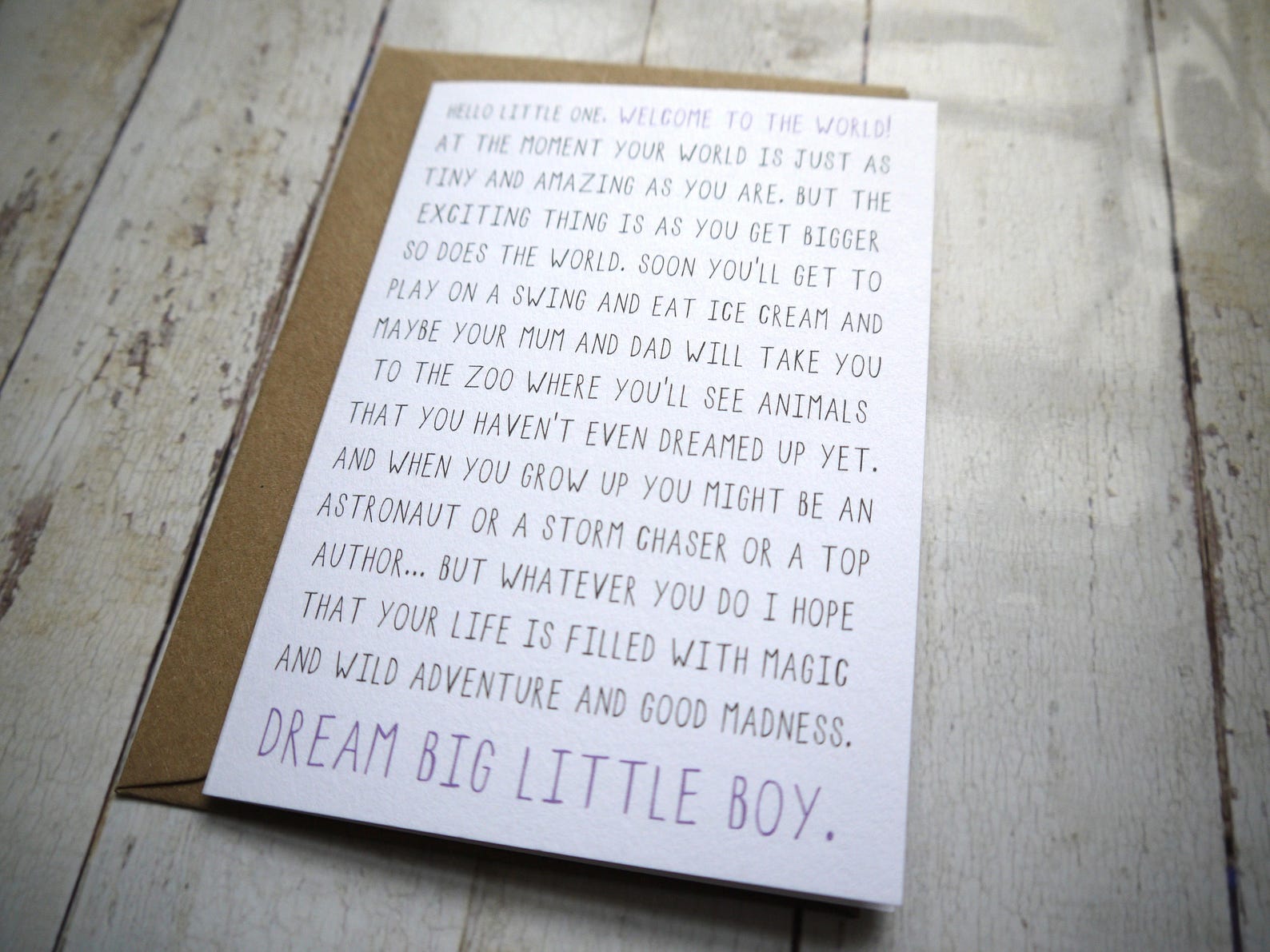 New Baby Card // Cute New Baby Boy Card // Letter to Baby // - Etsy UK