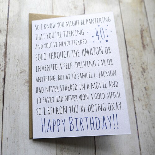 40th Birthday Card // Awkward Birthday Card // Funny 40th - Etsy