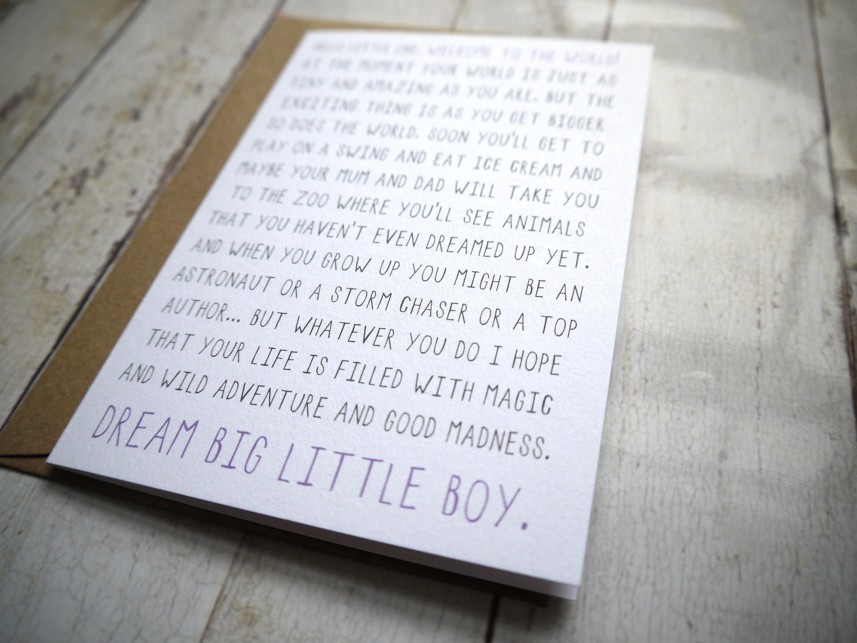 New Baby Card // Cute New Baby Boy Card // Letter to Baby // - Etsy