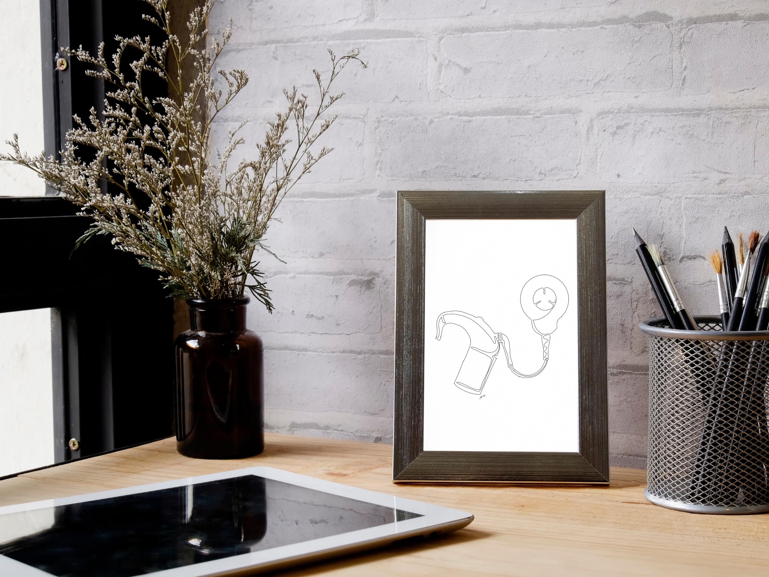 Cochlear Implant Drawing | Hearing Loss | Digital Print | Nucleus ...