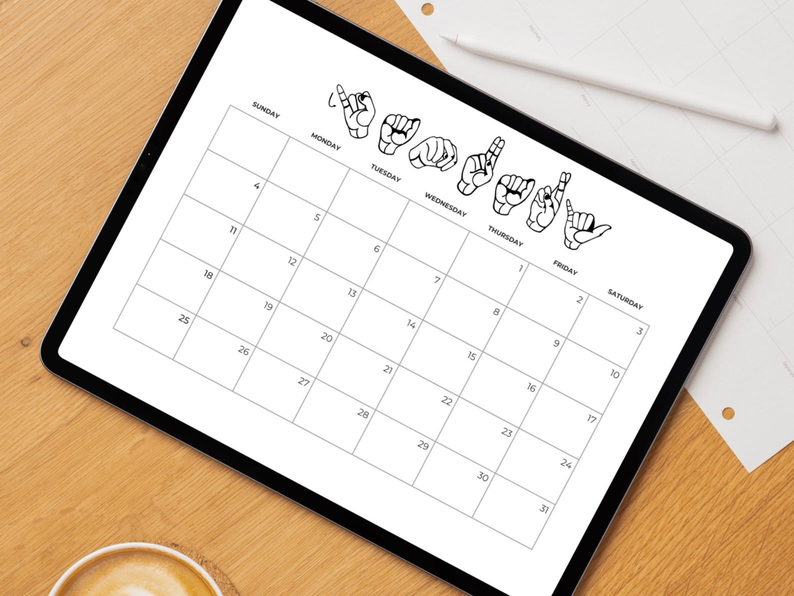 ASL Calendar 2026: American Sign Language Art (digital Download) - Etsy ...