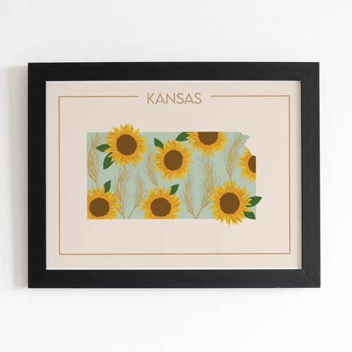 Kansas State Watercolor Art Print Available in Any State - Etsy