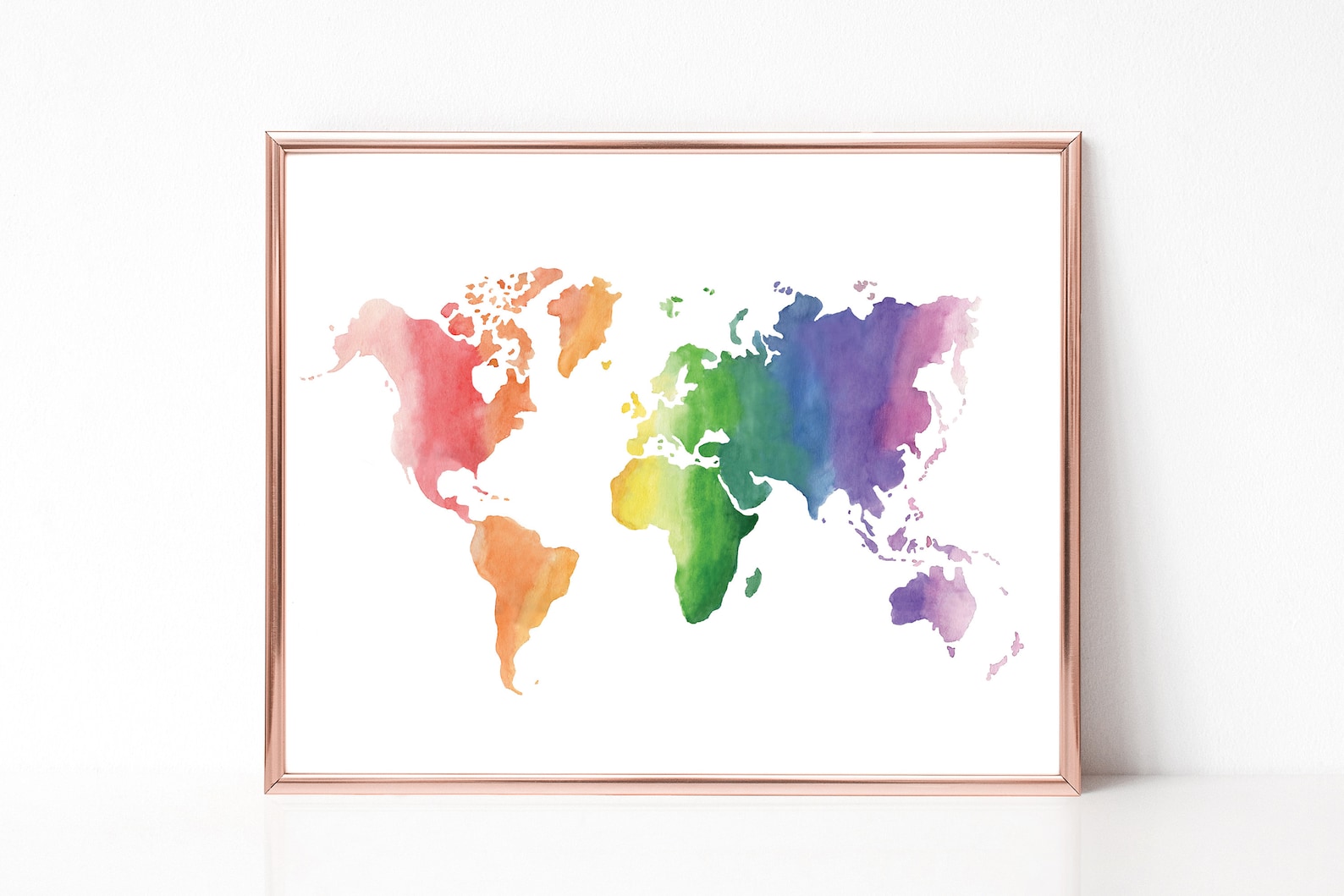 Rainbow World Map, Watercolor Map, World Map Painting, Classroom Decor ...