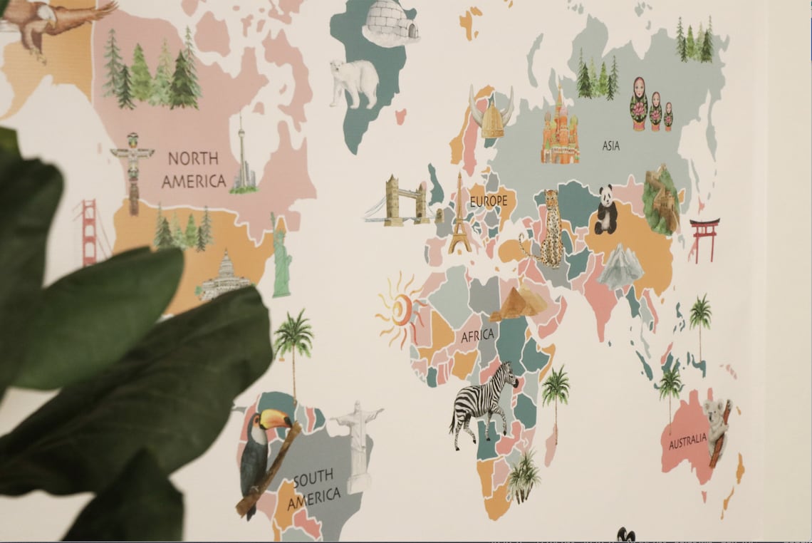 World Map Pastel World Map World Map Painting Classroom - Etsy Canada