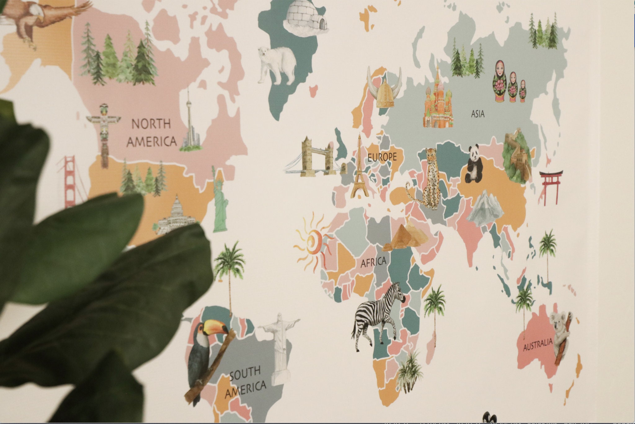 World Map Pastel World Map World Map Painting Classroom - Etsy Canada