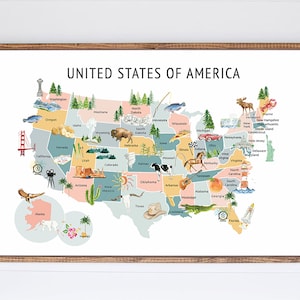 USA Map Digital Download, Pastel US Map, USA Map Painting, Classroom ...
