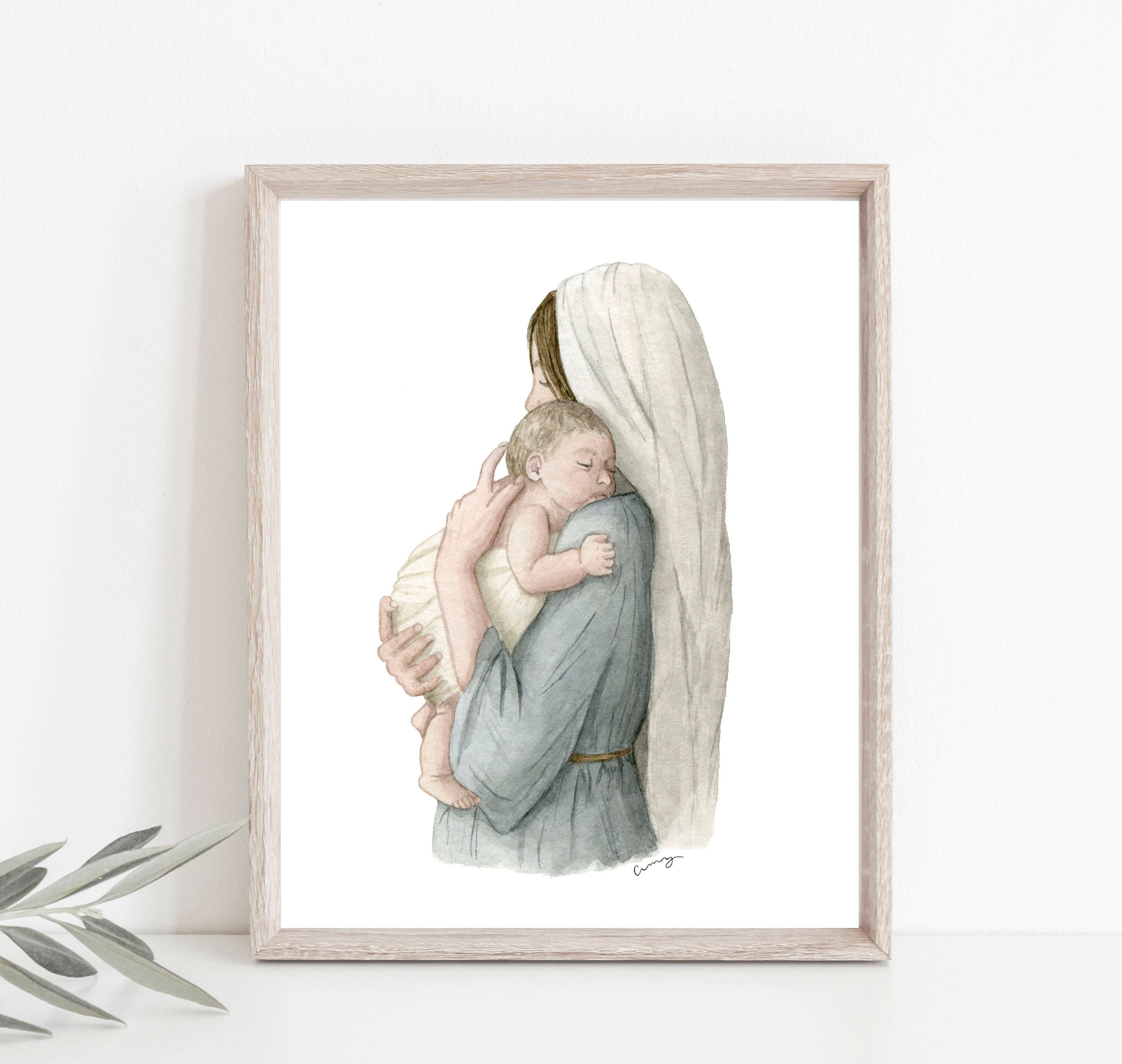 Mary and Christ Art Print Jesus Painting Christmas Painting | Etsy