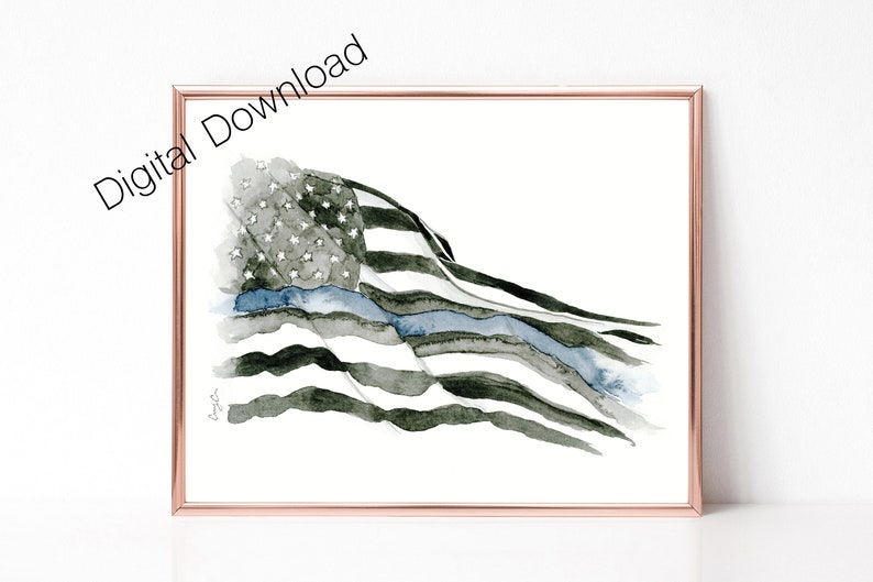Thin Blue Line Flag Print Printable Wall Art Thin Blue Line - Etsy