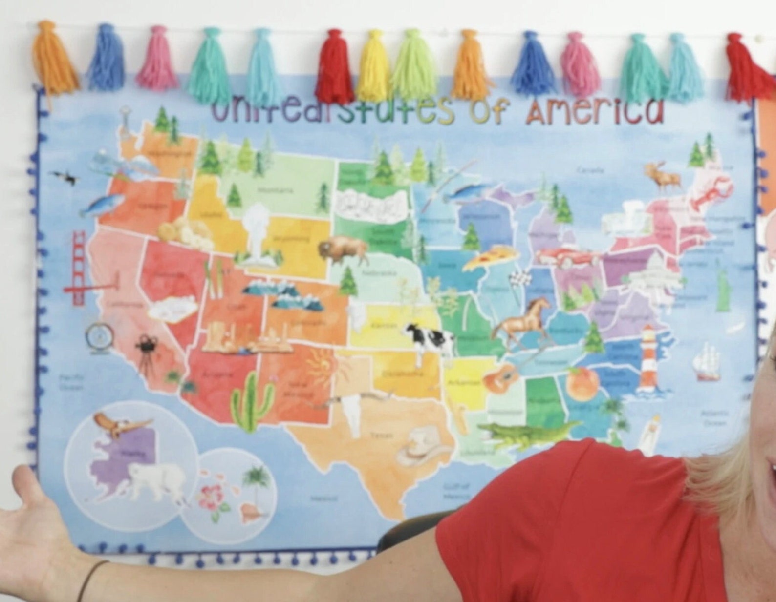 USA Map Printable Rainbow US Map USA Map Painting Classroom - Etsy