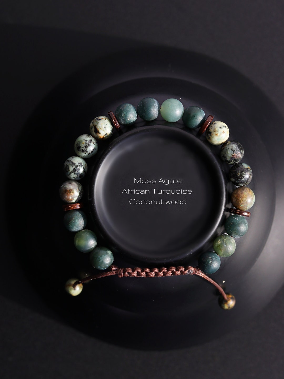 Moss Agate African Turquoise Men's Bracelet | Natural Abundance Stone ...