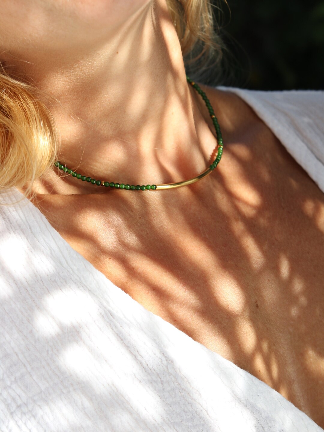 Emerald Jade Small Round Beaded Necklace, Good Luck High Quality ...