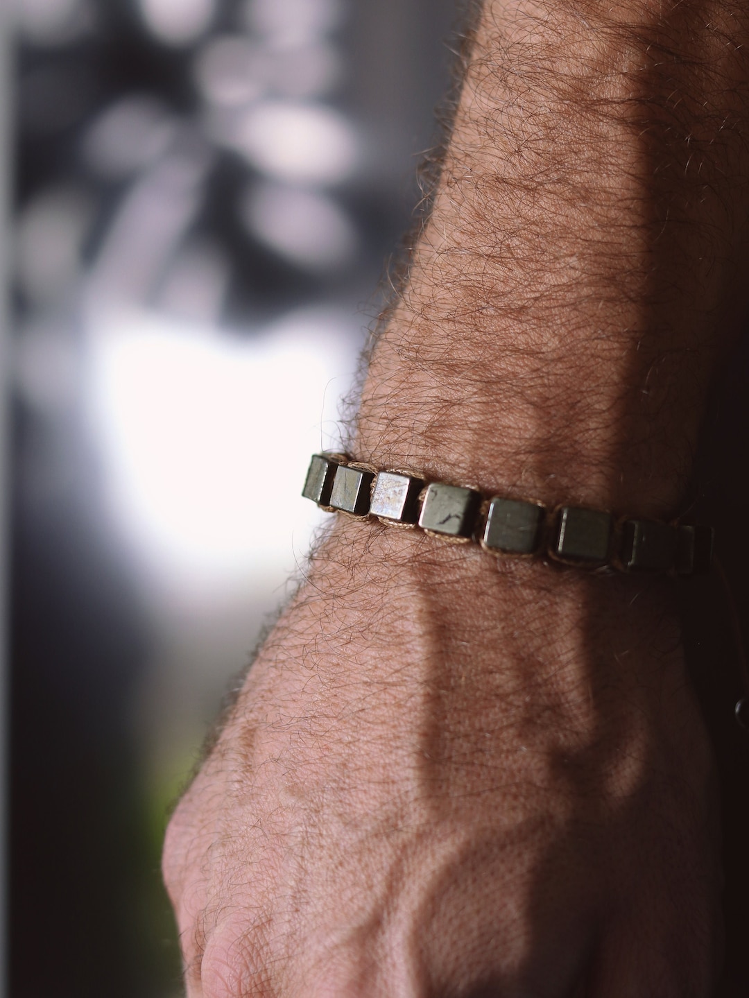 Pyrite Cube Macrame Bracelet for Men High Quality Natural Protection ...