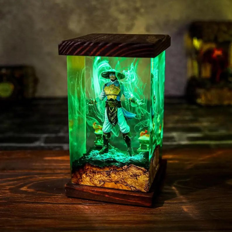 Raiden Game Handmade Resin Lamp,diorama Resin Epoxy,epoxy and Wooden ...