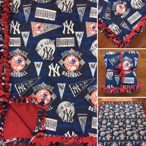 LARGE NY YANKEES Handmade Fleece Tie Mlb Blanket | 55x65 | New York ...