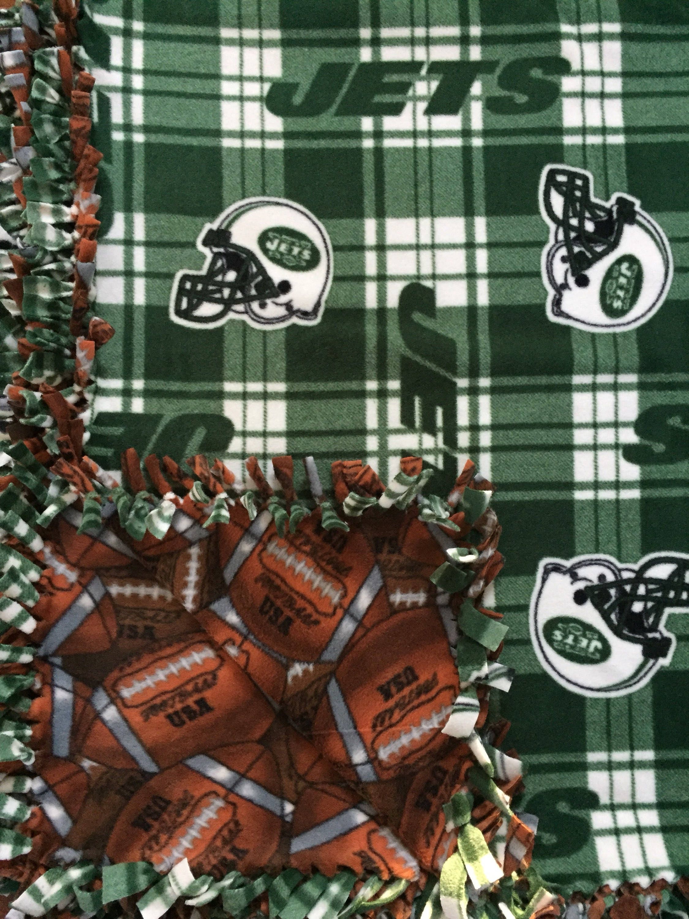 LARGE NY Jets NFL Handmade Fleece Tie Blanket 55x65 New | Etsy