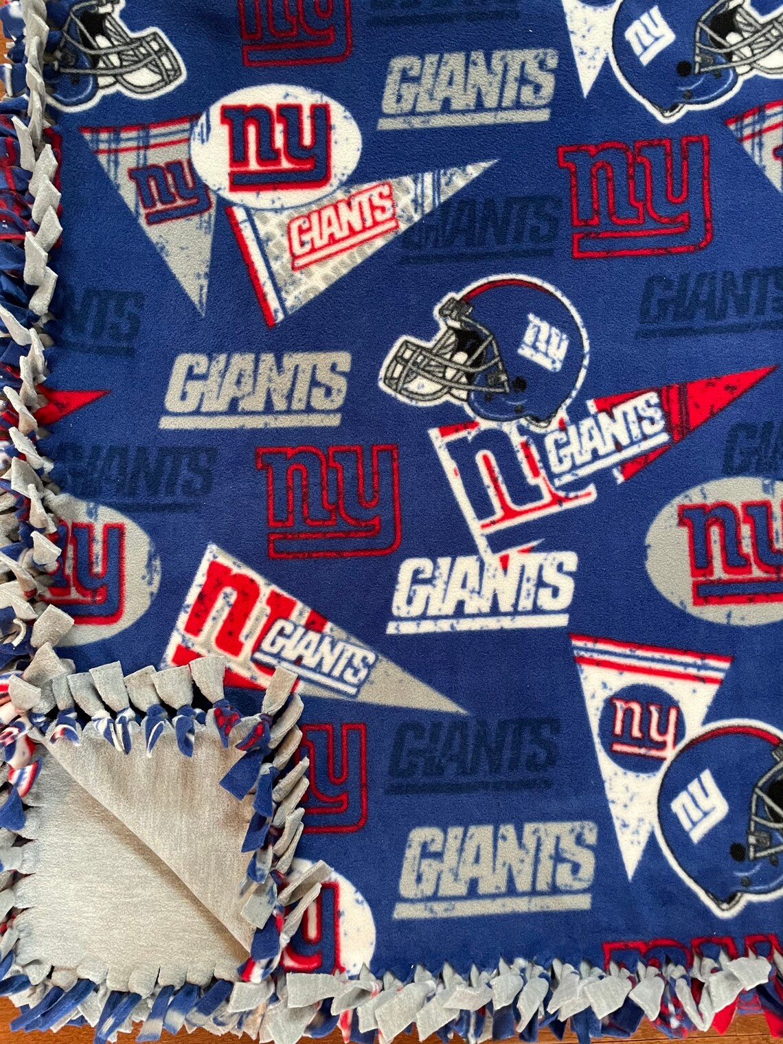 LARGE NY Giants NFL Handmade Fleece Tie Blanket 55x65 New | Etsy