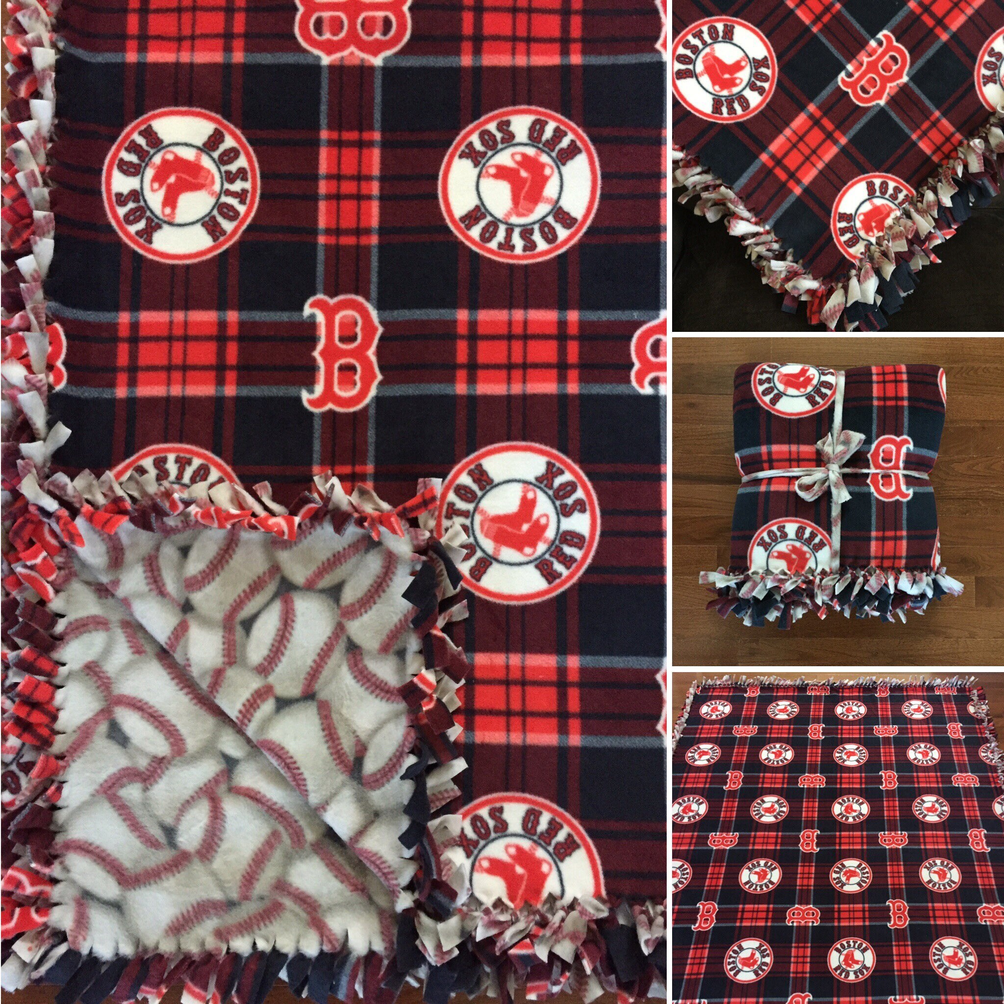 LARGE Boston RED SOX Handmade Fleece Tie Mlb Blanket 55x65 | Etsy