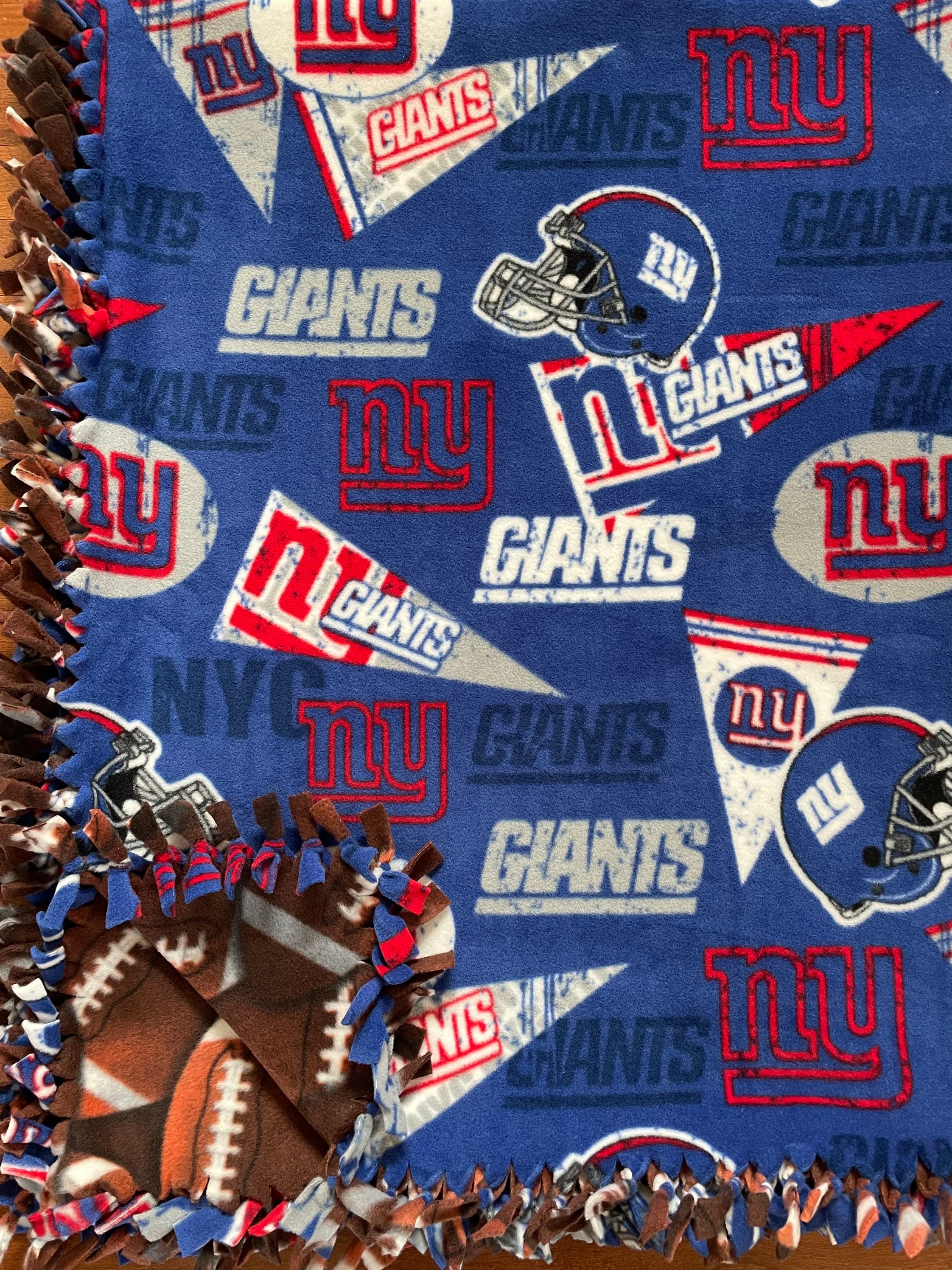LARGE NY Giants NFL Handmade Fleece Tie Blanket 55x65 New | Etsy